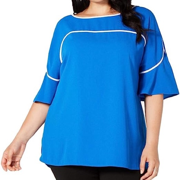 Alfani | Tops | Alfani Womens Plus Piping Hilow Blouse Size 3xl | Poshmark